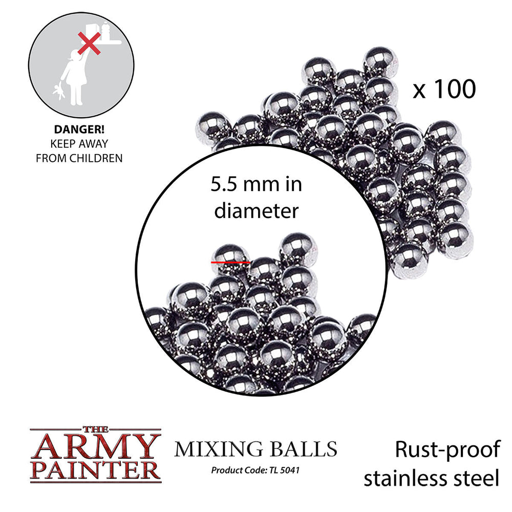 100 Mixing Balls ready for paint bottles - 100% stainless steel.